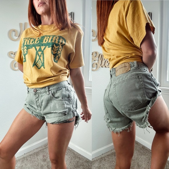 One Teaspoon | Shorts | One Teaspoon Olive Green Distressed Cut Off ...